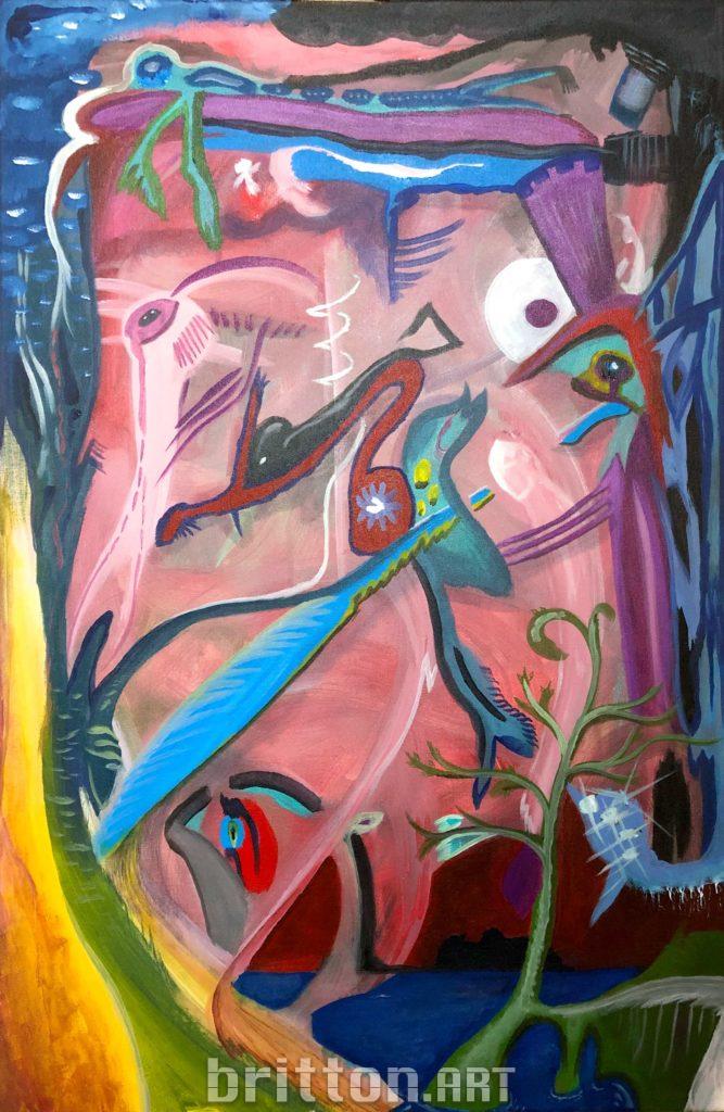 Alligator Feather Abstract Vertical Painting – britton.art